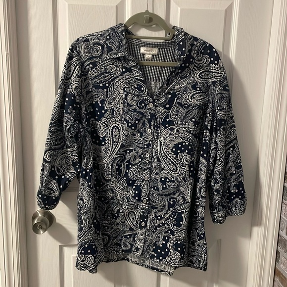 Dress Barn | Tops | Dress Barn Button Up Paisley Print Top 2x | Poshmark